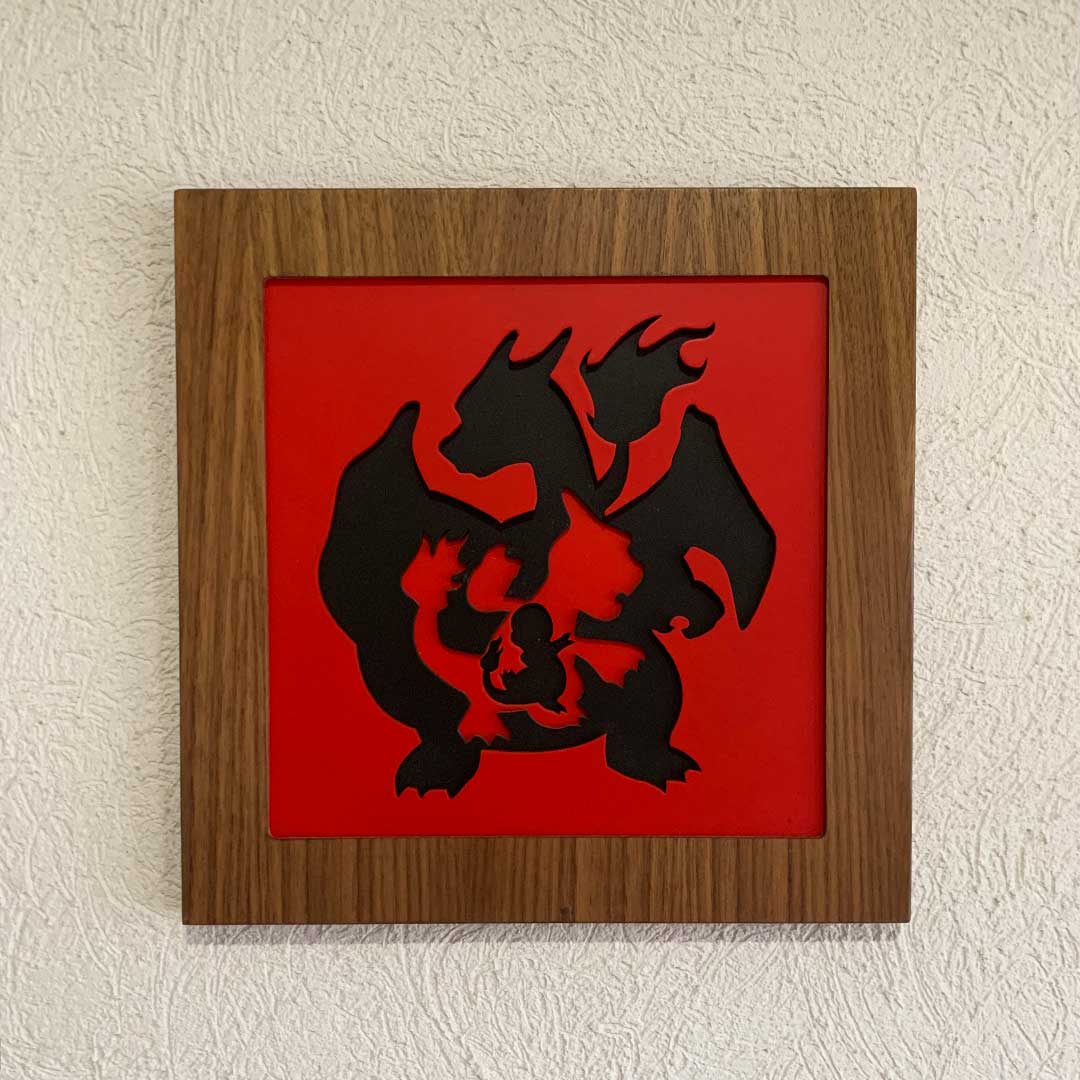 Cuadro Evolución Pokémon de Silueta Charizard para Pared en Capas - Geeksroom