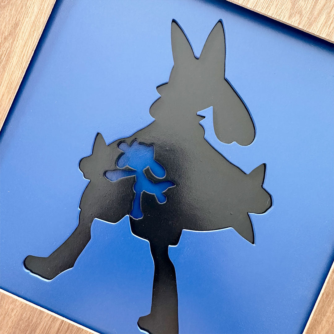 Cuadro Evolución Pokémon de Silueta Lucario para Pared en Capas - Geeksroom